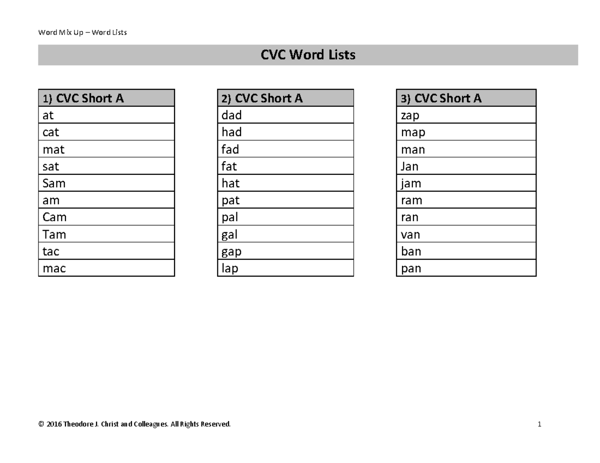 Word Mix Up Word Lists - Studocu