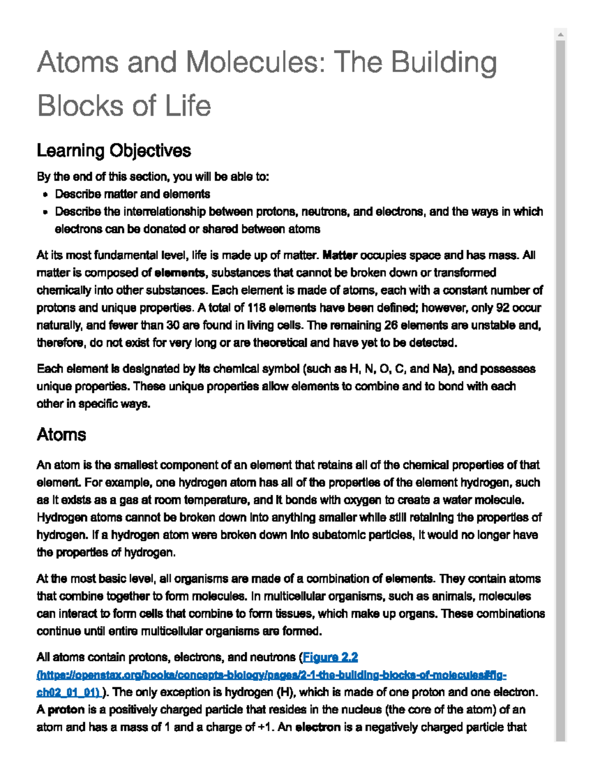 Atoms and Molecules The Building Blocks of Life - BIOL 1345 - Studocu