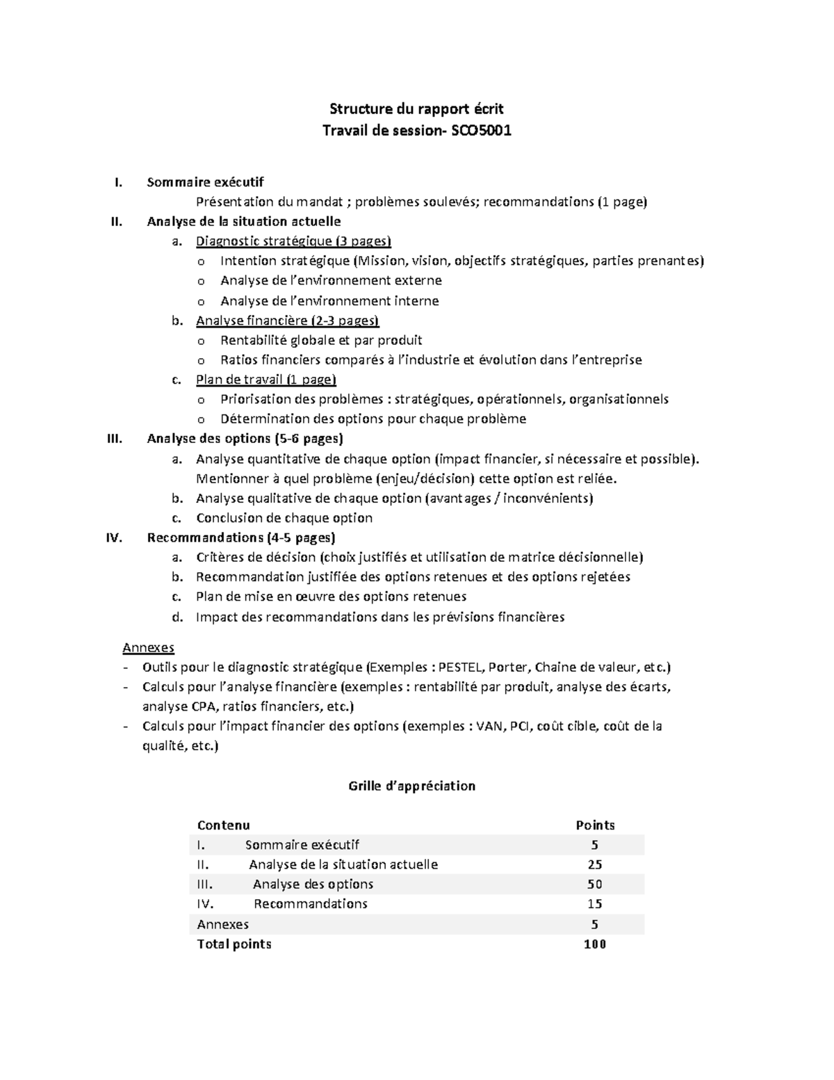 Structure rapport écrit SCO5001 - Structure du rapport écrit Travail de ...