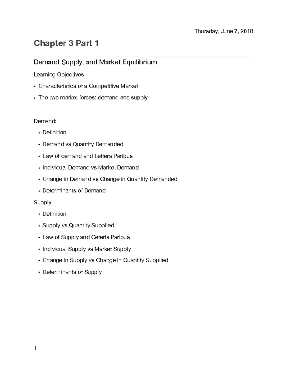 Intro to economics ch3 pt 1 - Thursday, June 7, 2018 Chapter 3 Part 1 ...