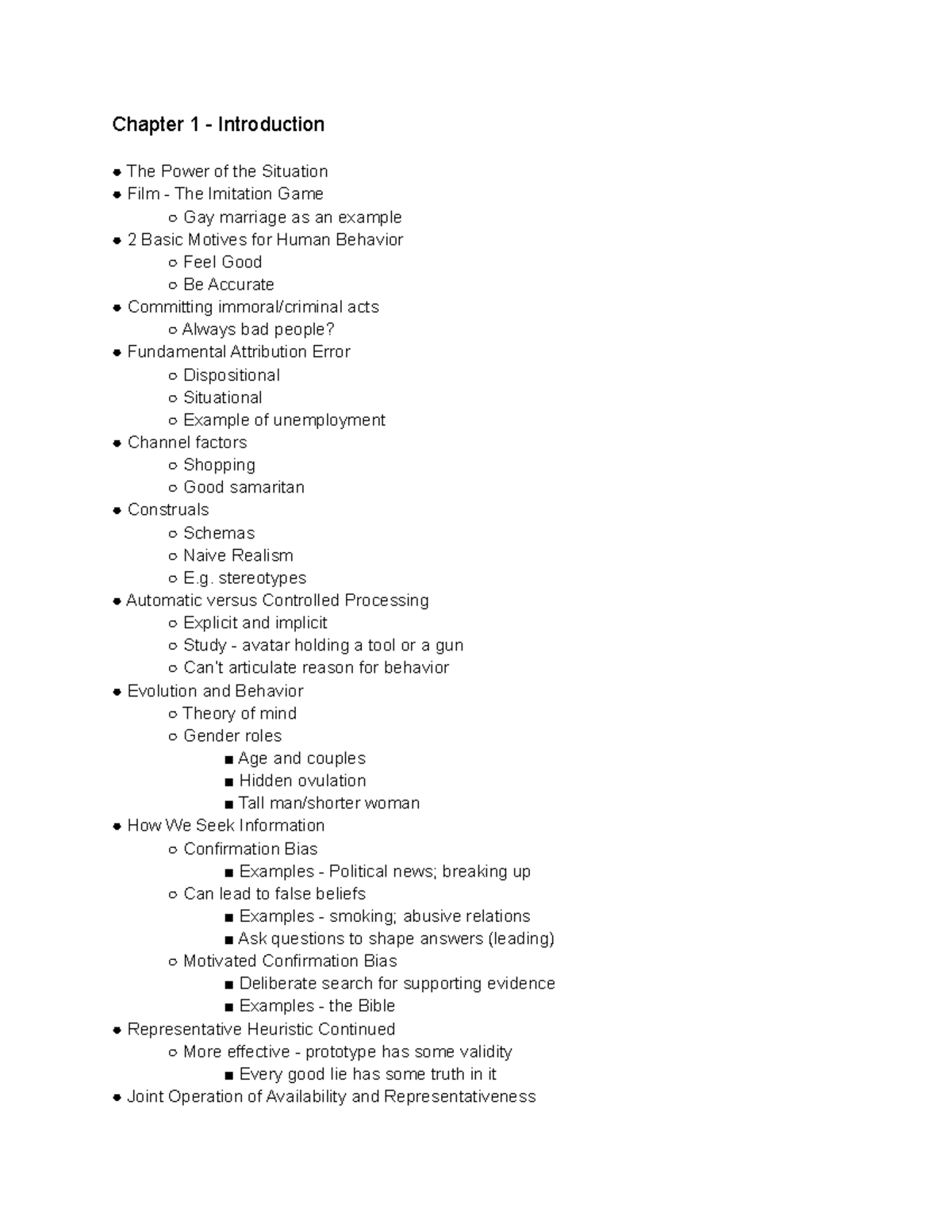 Social Psychology Chapters 1, 3, 4, 7, 8 - Chapter 1 - Introduction The ...