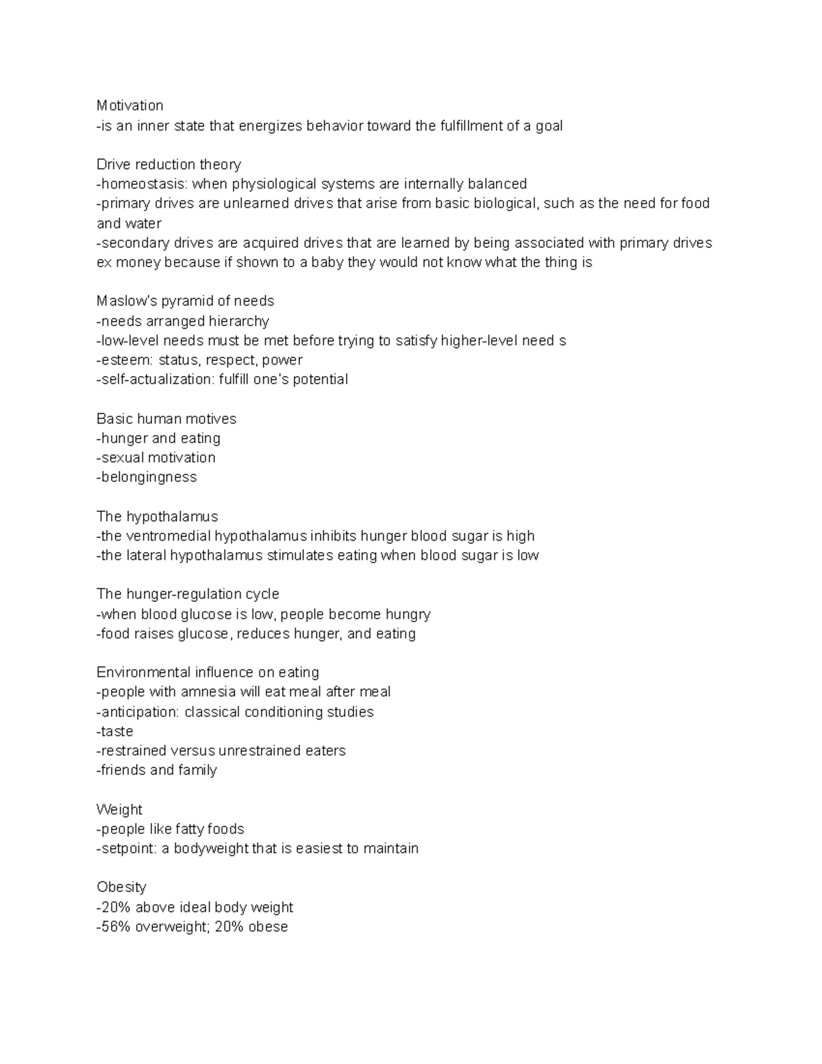 PSY 5 - Professor was Shira Gabriel Klaiman - Motivation -is an inner ...