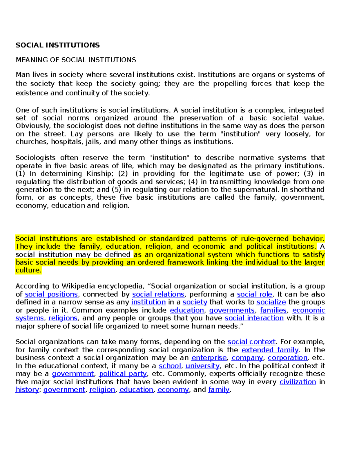 Social Institutions - This is a course material for the subject ced103 ...
