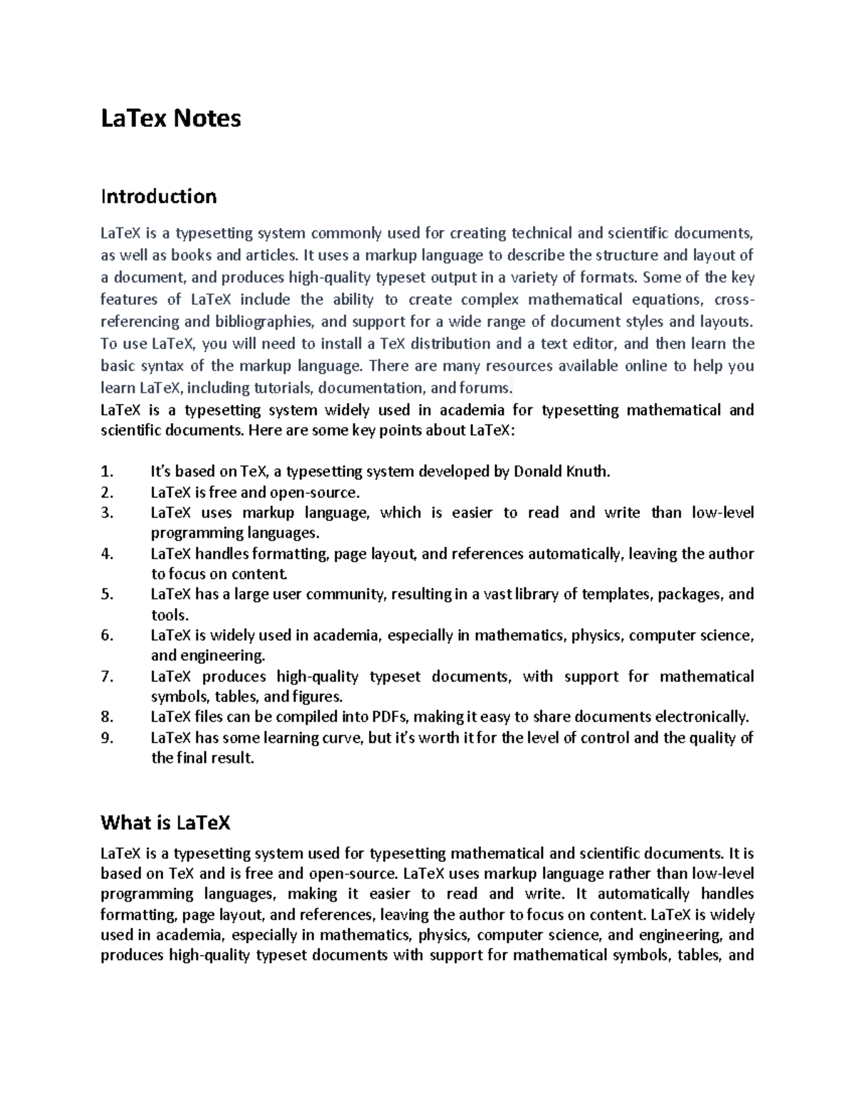 La Tex Notes - Module V - LaTex Notes Introduction LaTeX is a ...