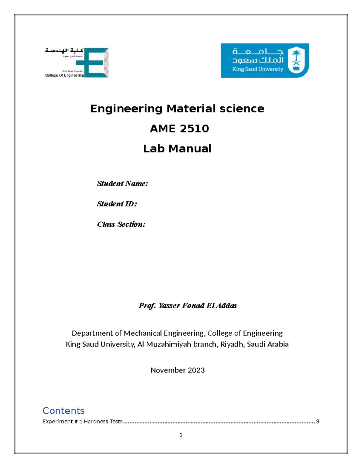 Engineering Material science 2 - Yasser Fouad El Addas Department of ...