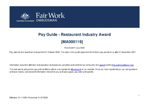 Ma000119 - Restaurant Industry Award 2020 - This Fair Work Commission ...
