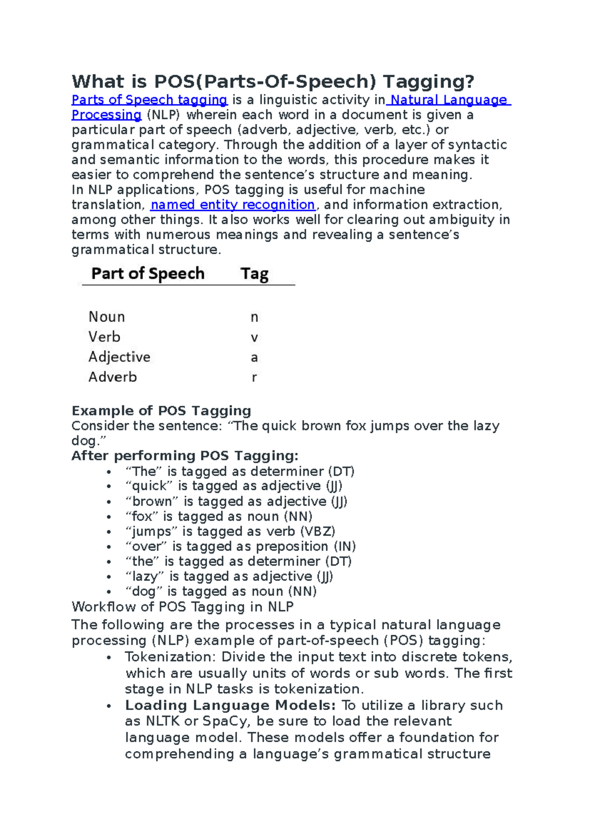 NLP Module-4 - What is POS(Parts-Of-Speech) Tagging? Parts of Speech tagging is a linguistic ...
