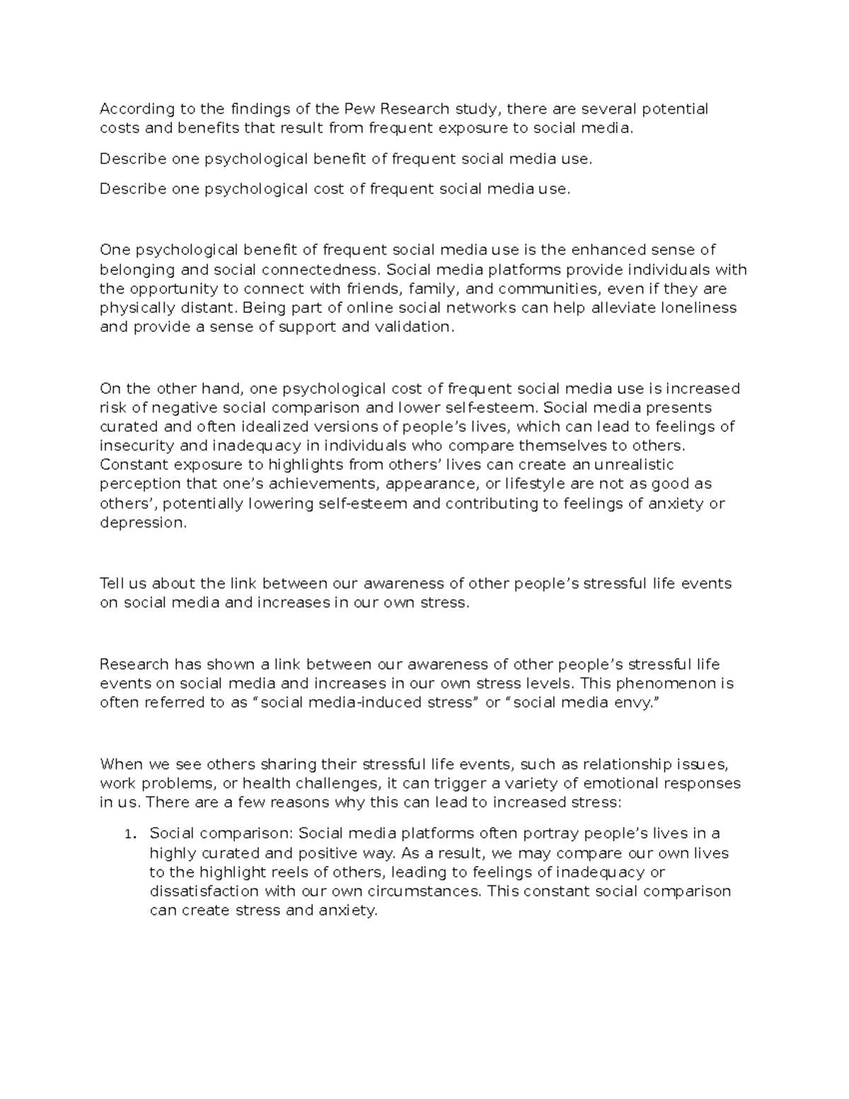 Social media - Week2 assignment - PSY108 - SNHU - Studocu