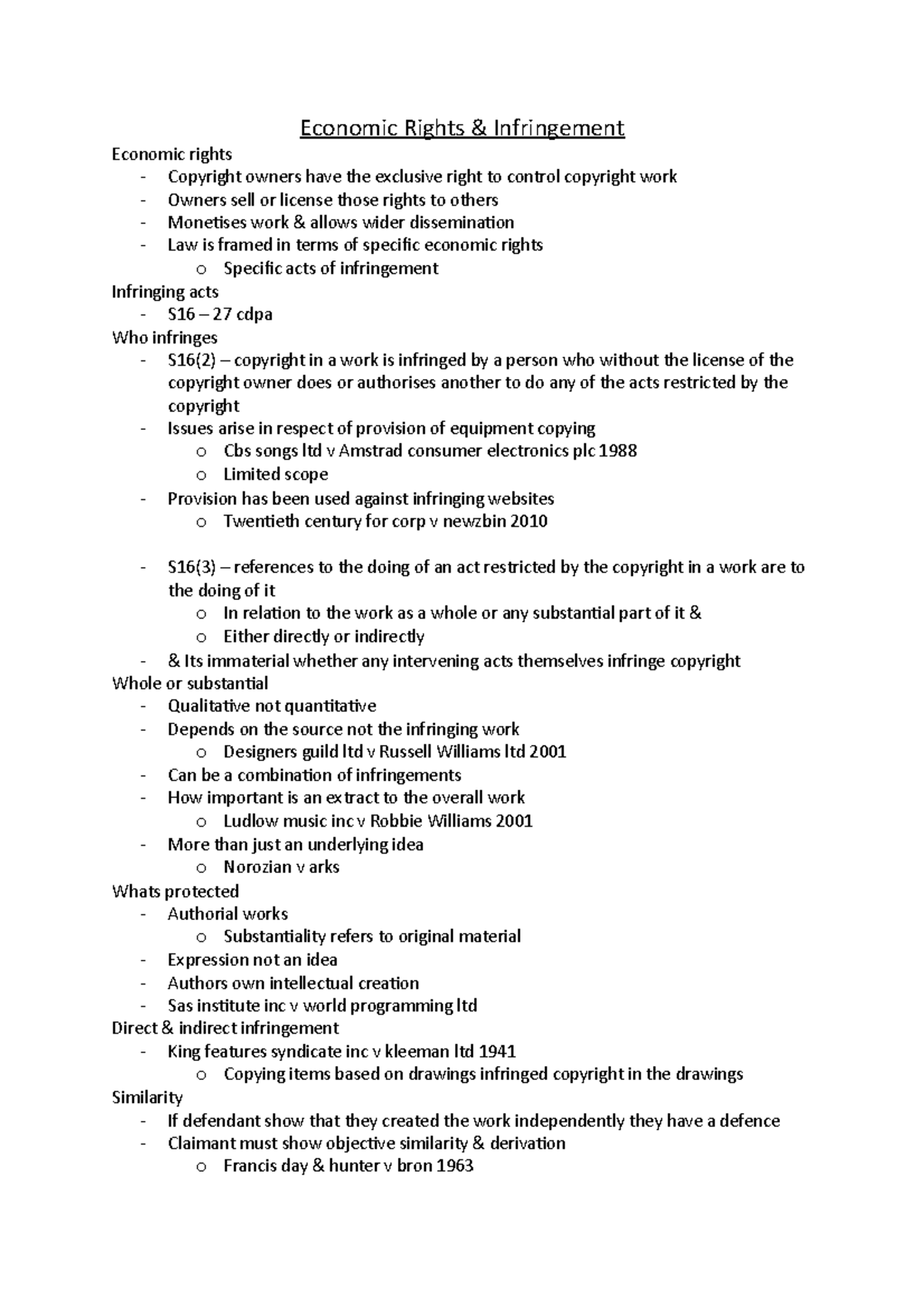 Economic Rights and Infringement - Economic Rights & Infringement ...