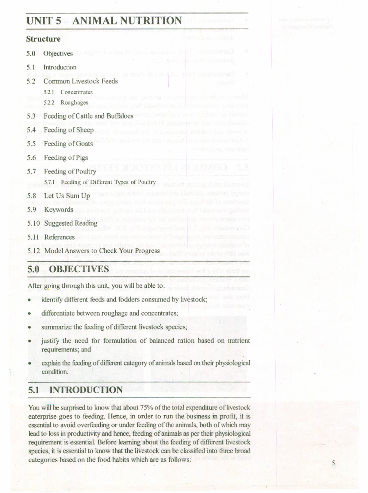 Unit-5 - Great - UNIT 5 ANIMAL NUTRITION ####### Structure 5 Objectives 5 Introduction 5 Common ...