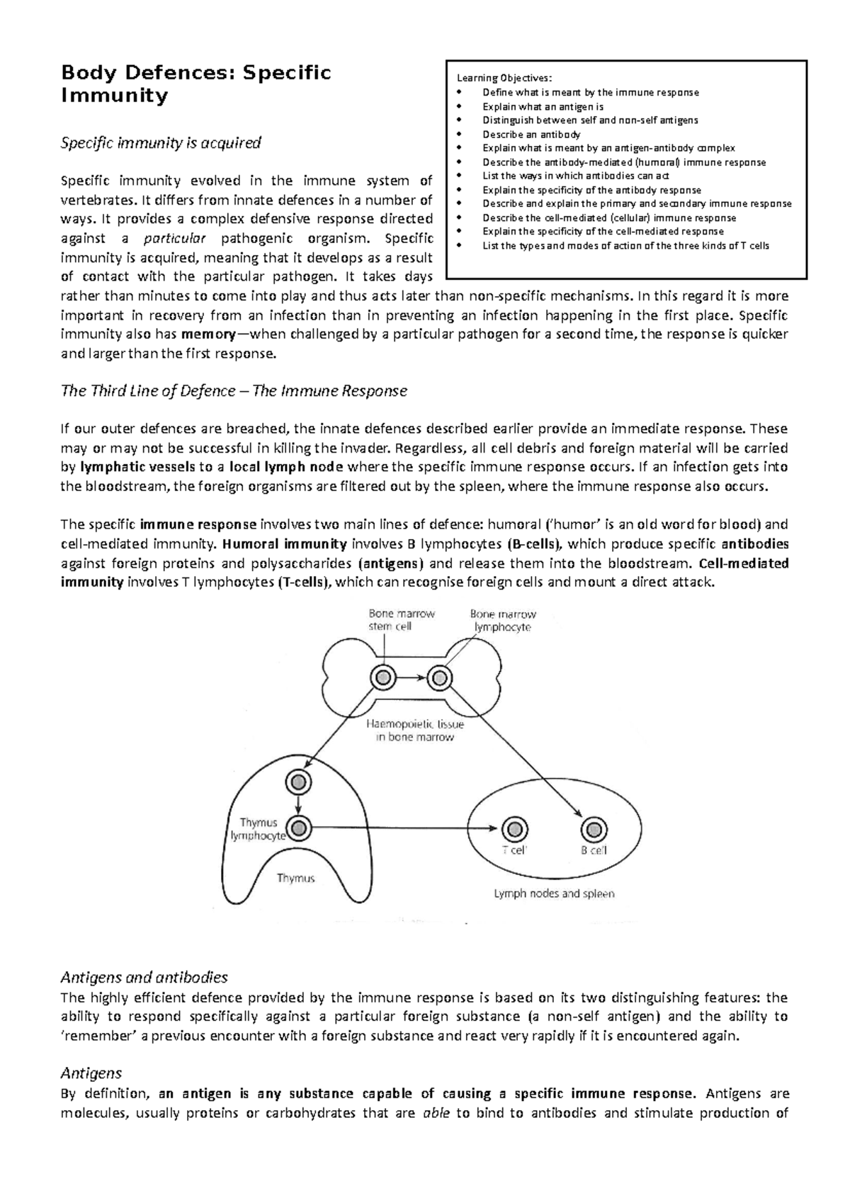 6. Immune Response - bam - Body Defences: Specific Immunity Specific ...
