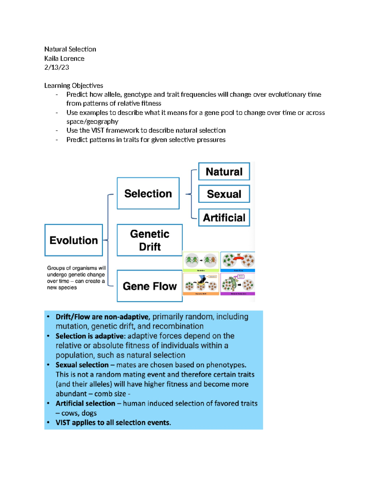 Natural Selection 2:13 - Natural Selection Kaila Lorence 2/13/ Learning ...