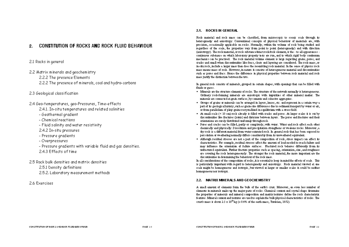 Petrophysics 2 Constitution OF Rocks AND ROCK Fluid Behaviour - 2 ...