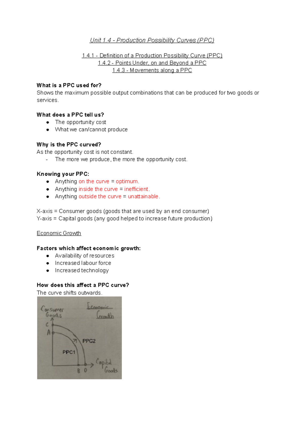Unit 1.4 - Production Possibility Curves (PPC) - 4 - Definition of a ...