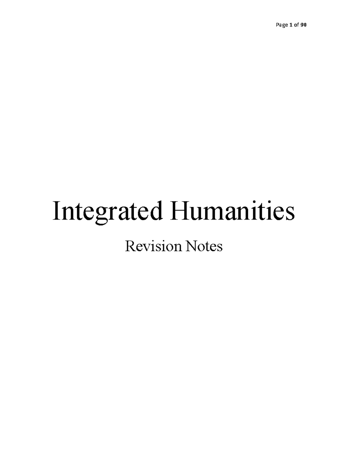 Integrated Humanities - Integrated Humanities Revision Notes Contents ...