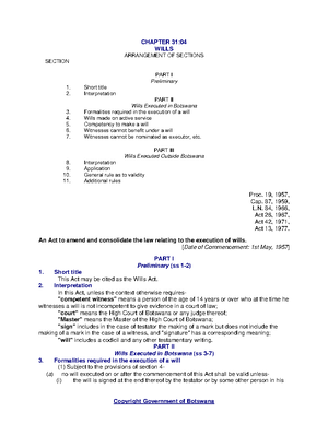 Public service act Botswana - PUBLIC SERVICE CHAPTER: 26: ARRANGEMENT ...