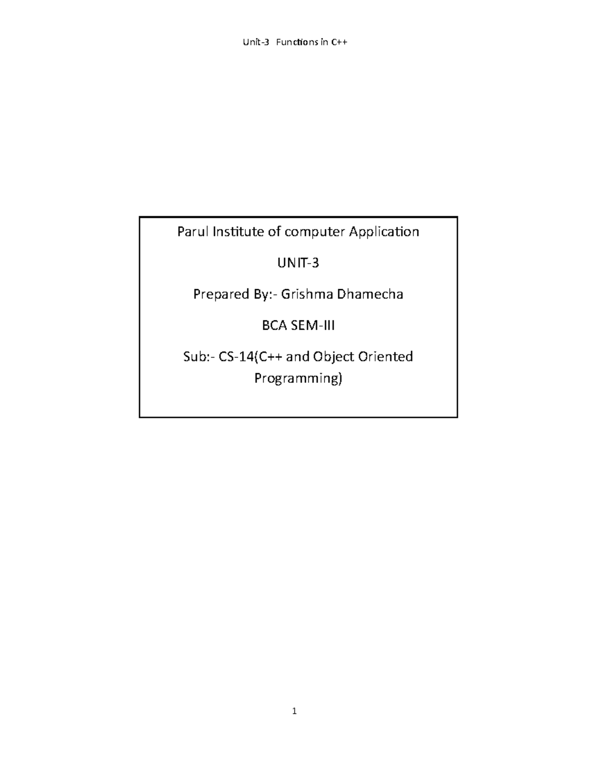 Unit-3 - notes - Parul Institute of computer Application UNIT- Prepared ...