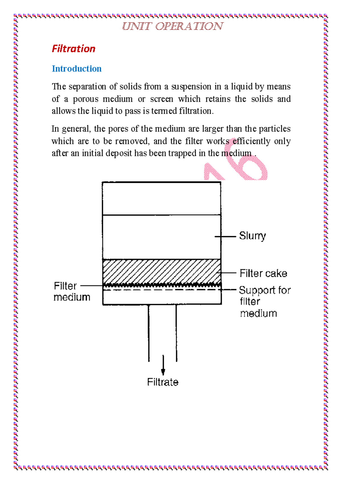 4 - Lecture notes 4 - Filtration Introduction The separation of solids ...