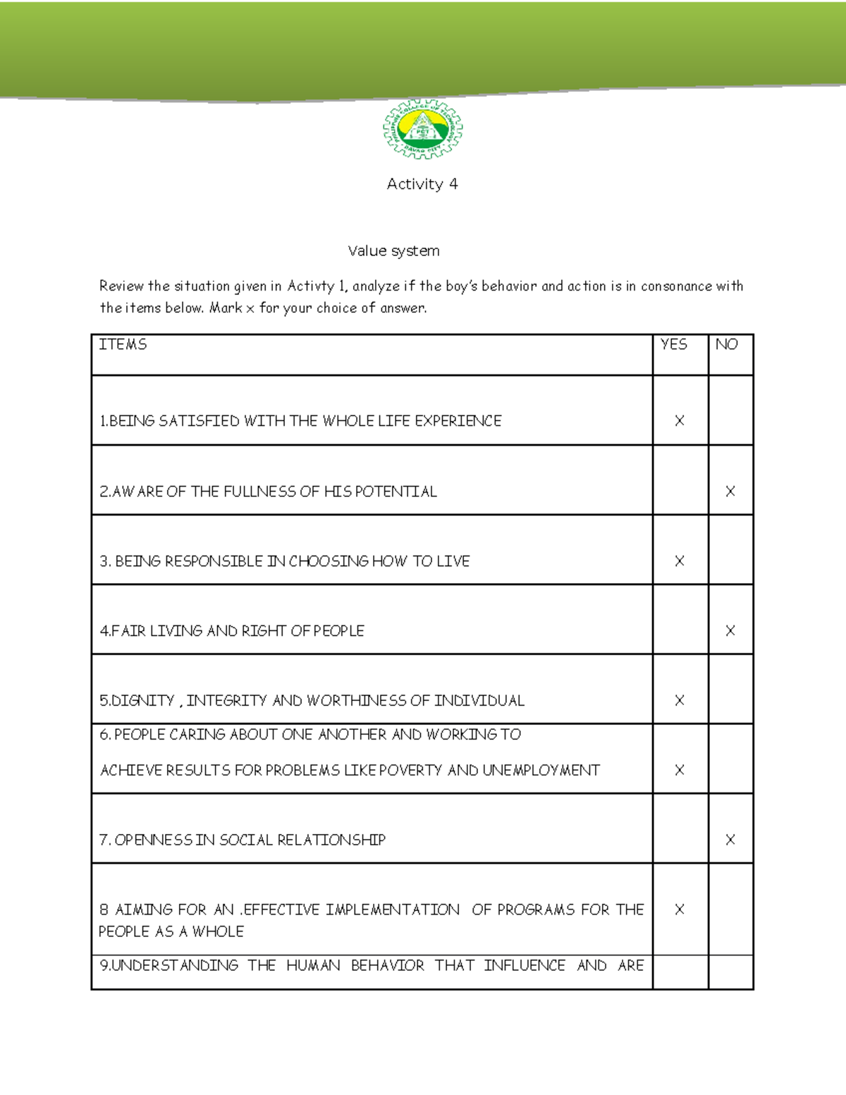 Activity 4 - Be thankful for everything you have. keep learning and be ...