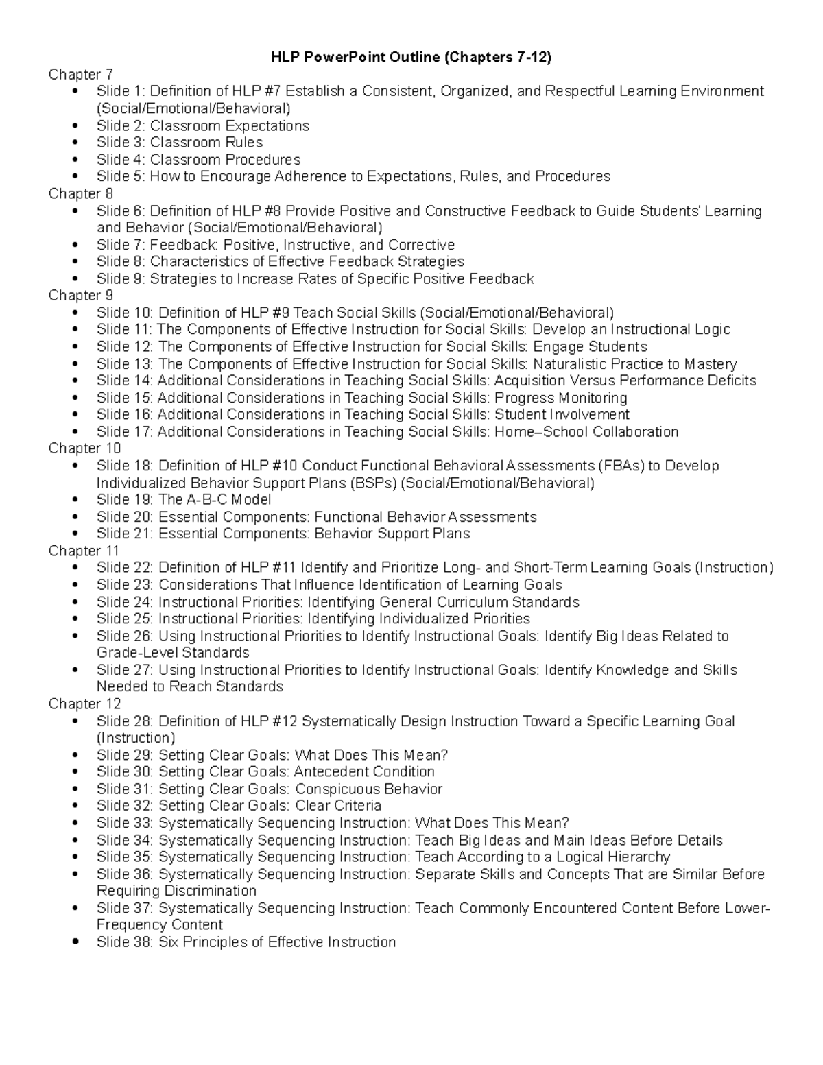 HLP Power Point Outline (Chapter 7-12) - HLP PowerPoint Outline ...