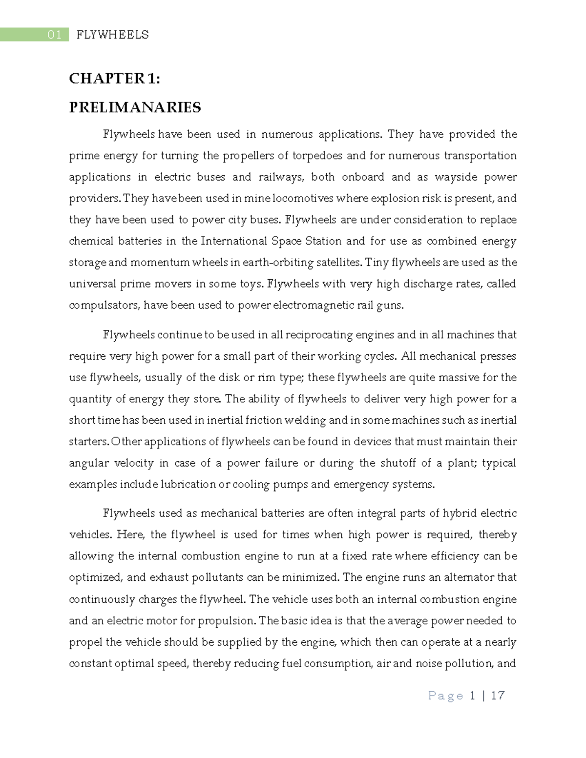 01- Flywheels - fdgfg - CHAPTER 1: PRELIMANARIES Flywheels have been ...