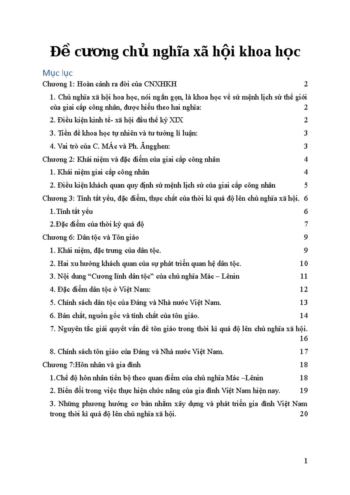 Đề cương chủ nghĩa xã hội khoa học - Đ c ng ch nghĩa xã h i khoa h cềươủộọ Chương 1: Hoàn cảnh ...