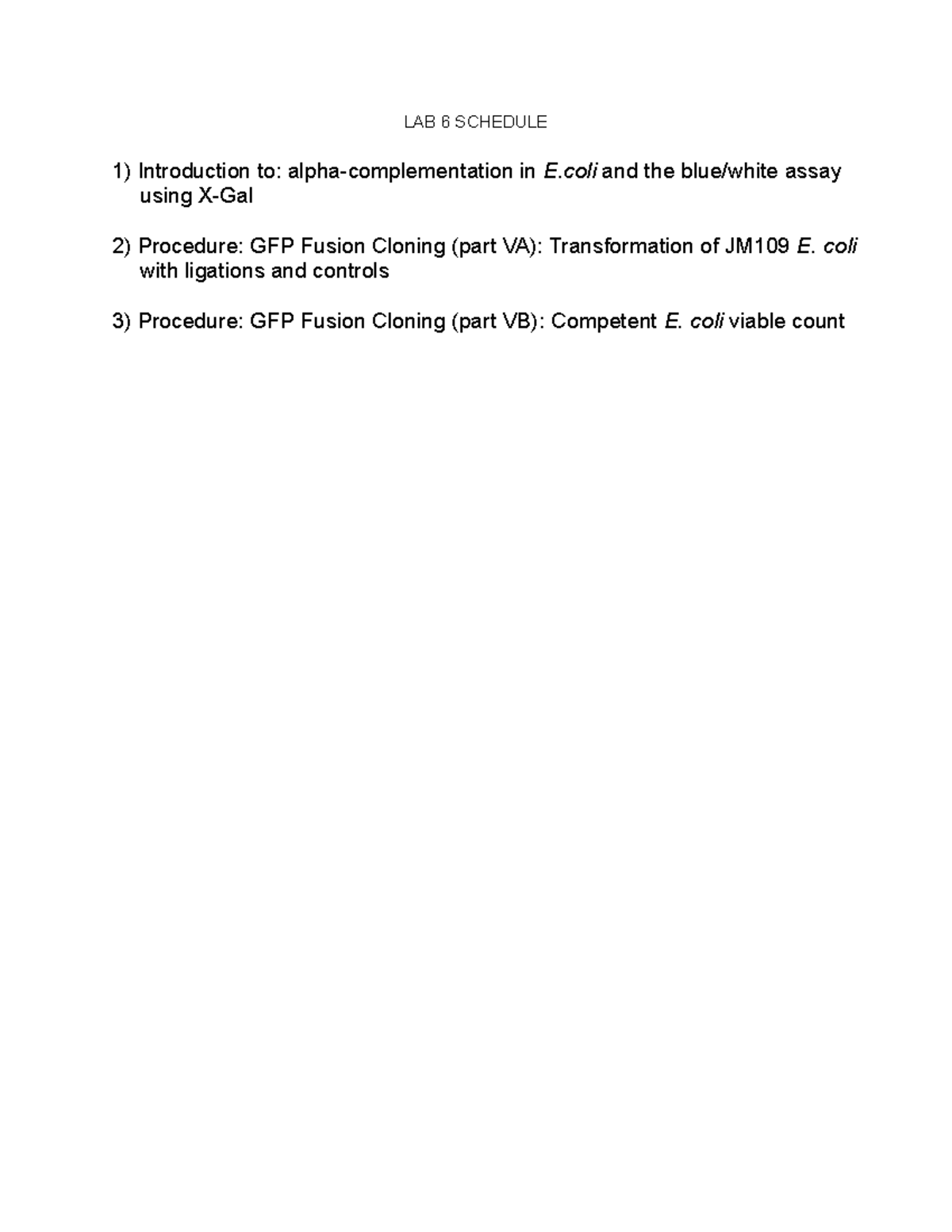 LAB 6 Schedule - LAB 6 notes and simplified steps on what to do,, will ...