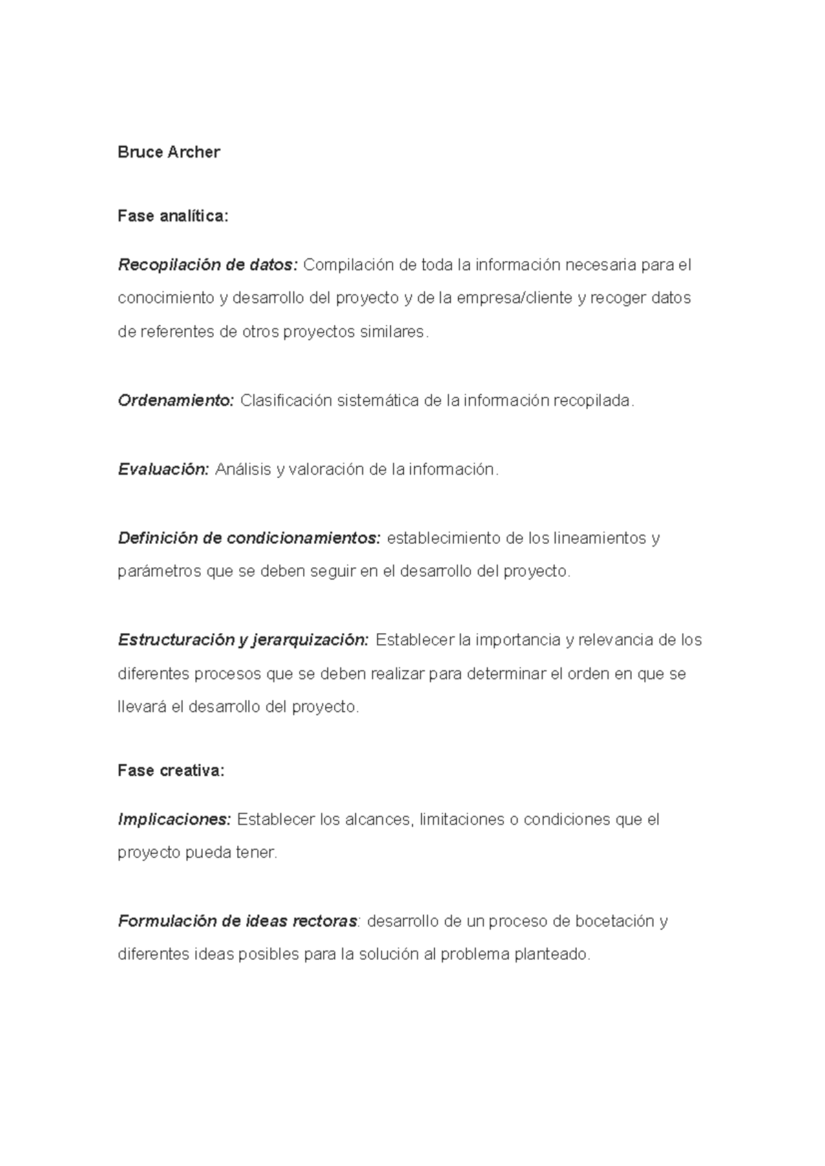 Bruce Archer - sfsdgtfdg - Bruce Archer Fase analítica: Recopilación de ...