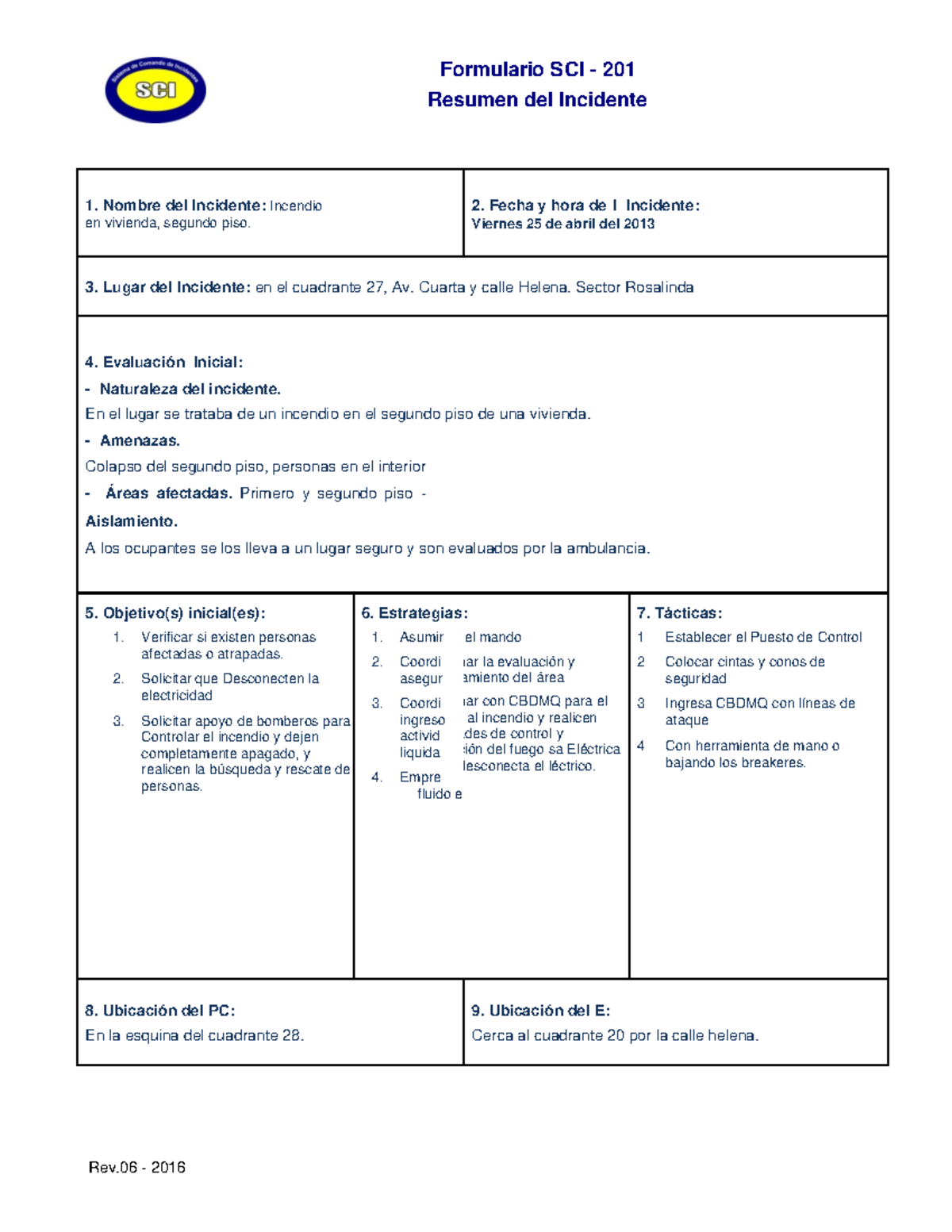 Trabajo final Chávez - Resumen del Incidente 1. Nombre del Incidente ...