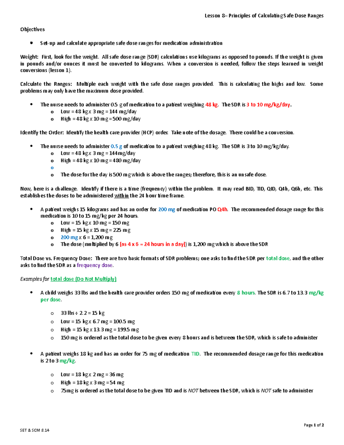 Nursing Medication Calculation Lesson 8 - Principles of Calculation ...