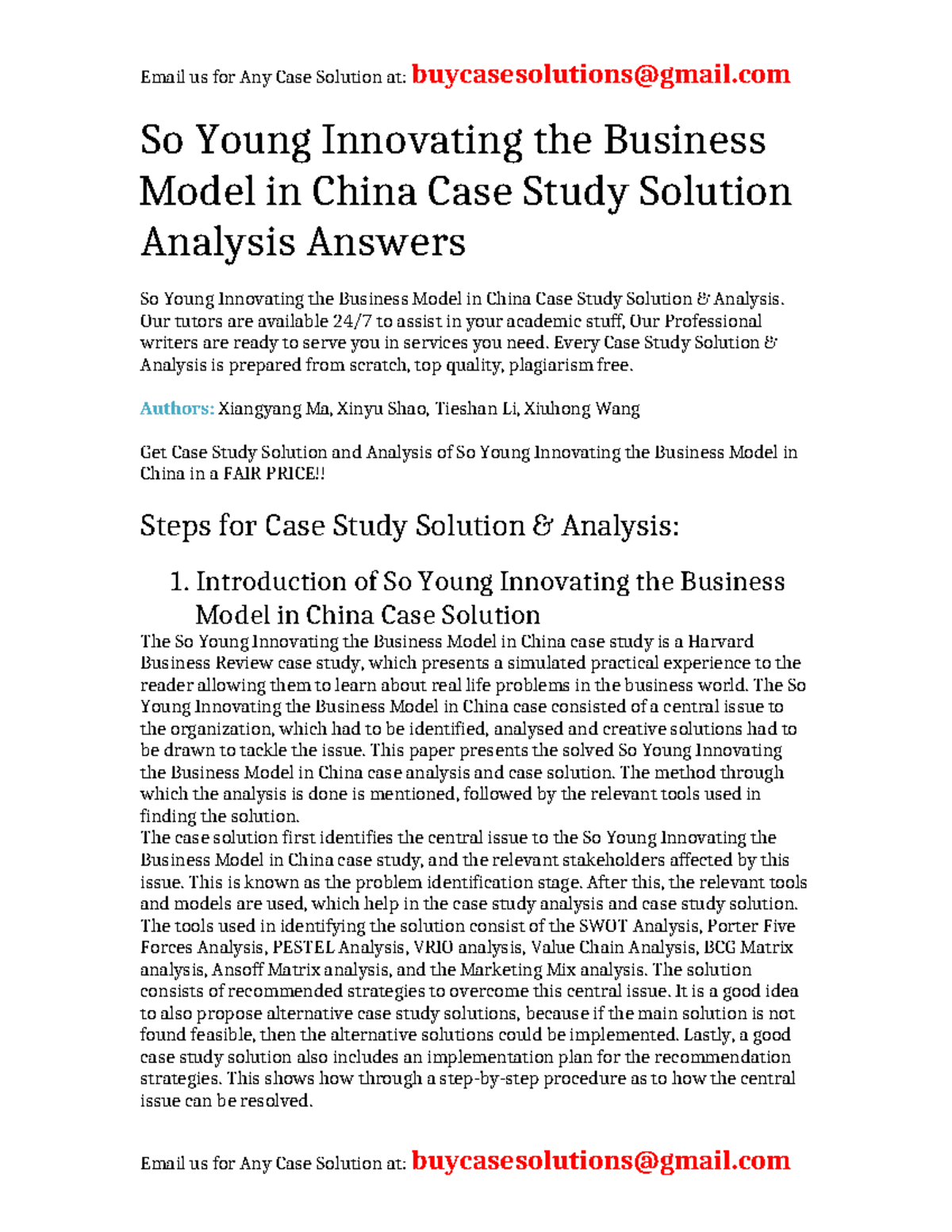 Case Solution So Young Innovating the Business Model in China - So ...
