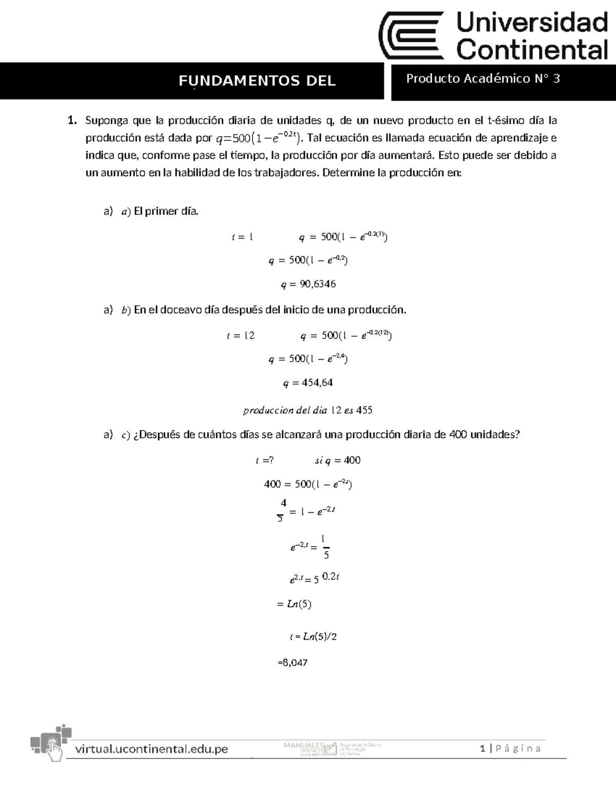 Fundamento calculo 1 y 2 - FUNDAMENTOS DEL Producto Académico N° 3 CÁLCULO 1 | P á g i n a 1 ...