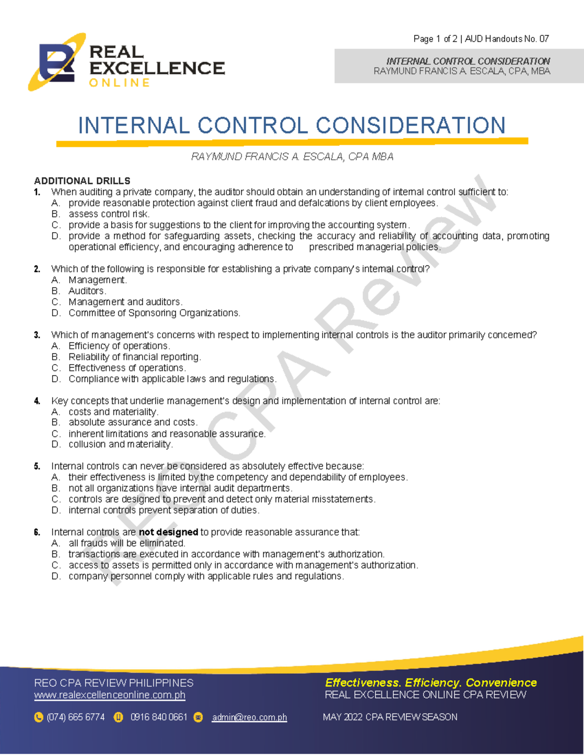 07 Internal Control Consideration Additional drills - REO CPA Review ...