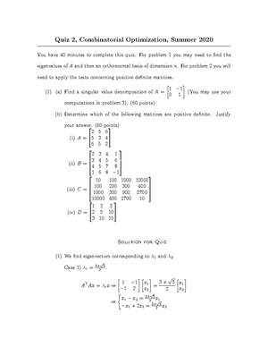 Studyguide 1 - matrices - Combinatorial Optimization (study guide 1) 1 Symmetric matrices 1 ...