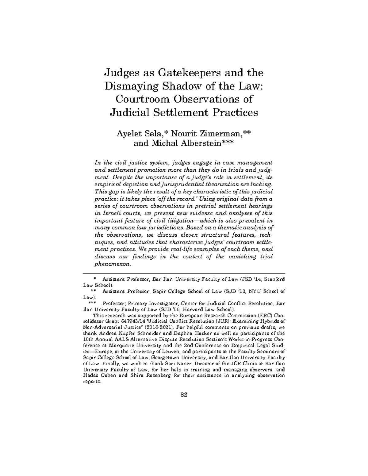 83 Ayelet Sela Nourit Zimerman Michal Alberstein - Judges as ...