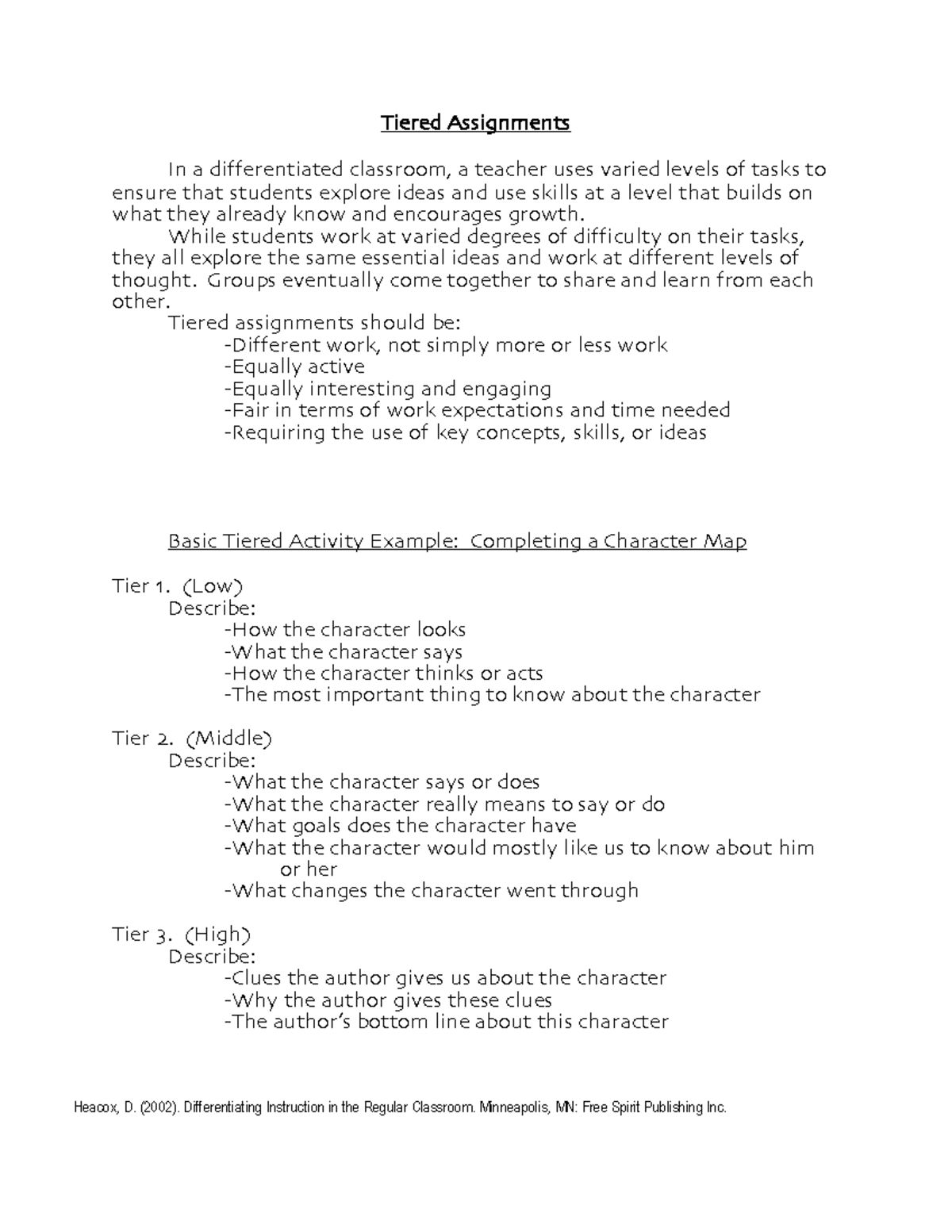 Activity 3a Tiered Assignments-2 - Tiered Assignments In a ...