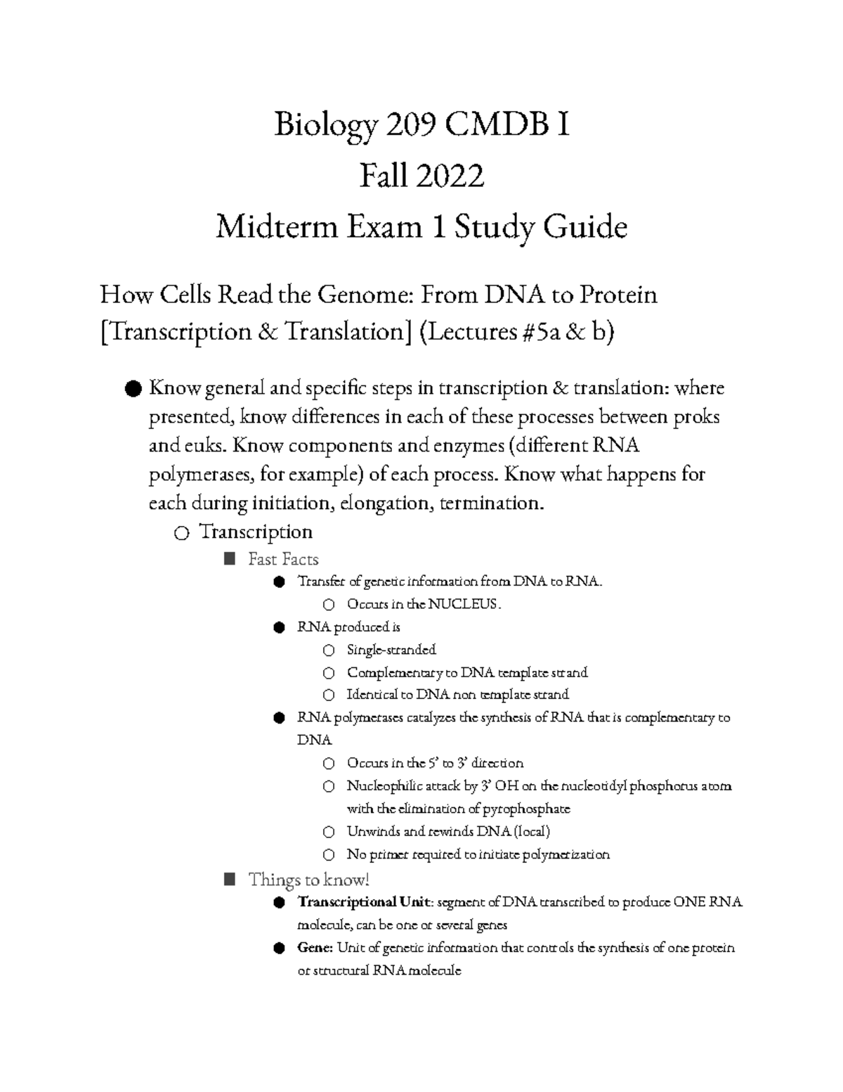 Biology Midterm 2 SG - Biology 209 CMDB I Fall 2022 Midterm Exam 1 ...