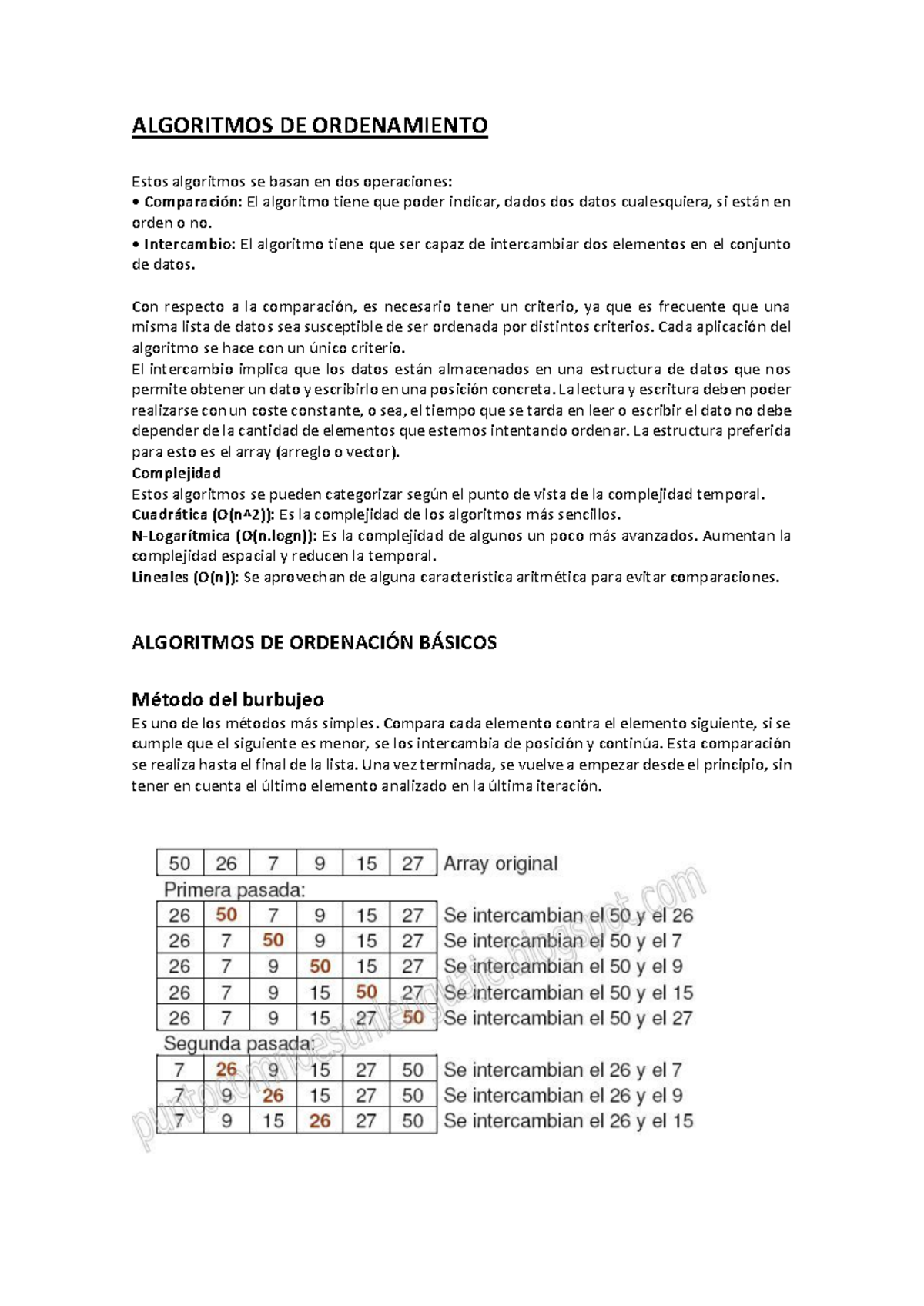 Algoritmos DE Ordenamiento - ALGORITMOS DE ORDENAMIENTO Estos ...