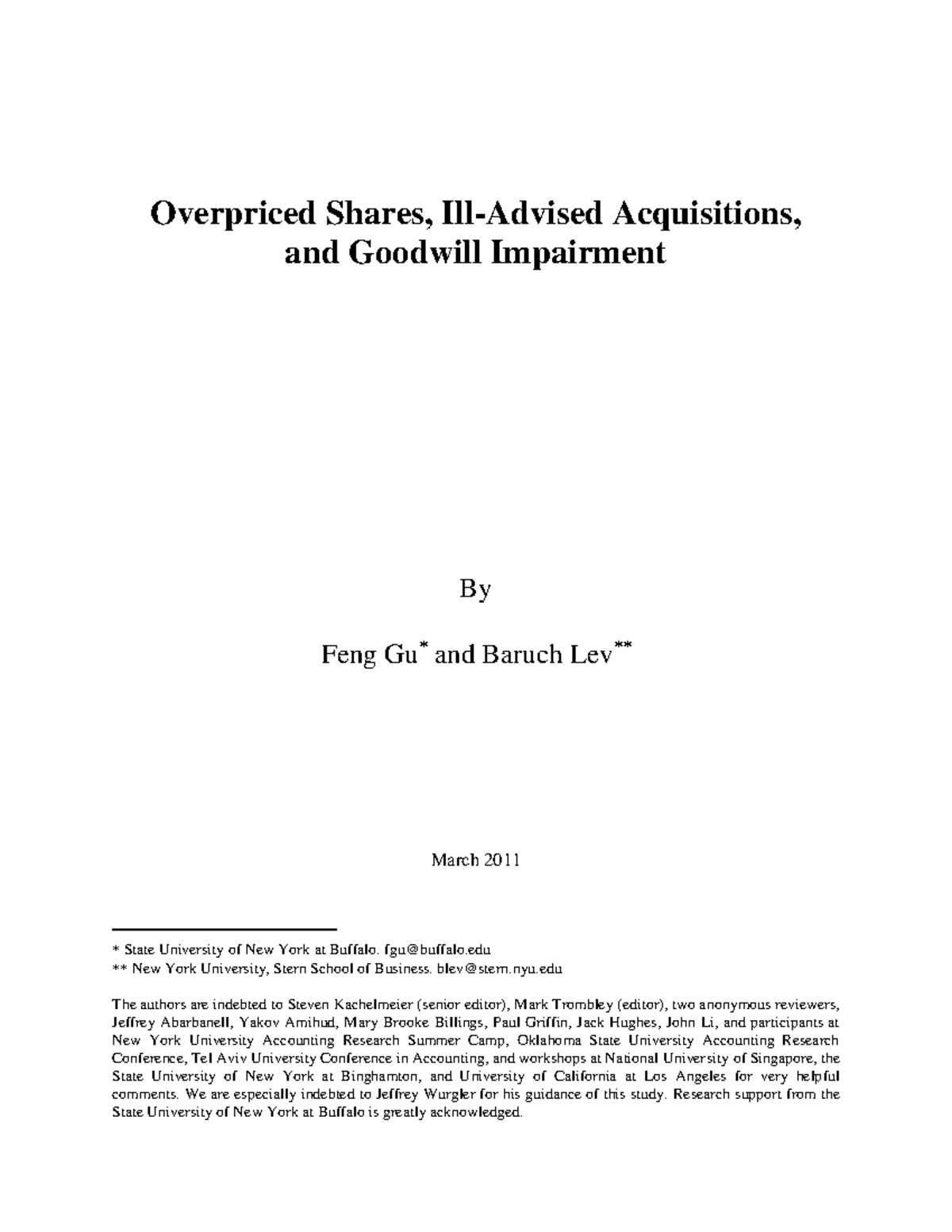 Overpriced Shares, Ill-Advised Acquisitions, and Goodwill Impairment ...