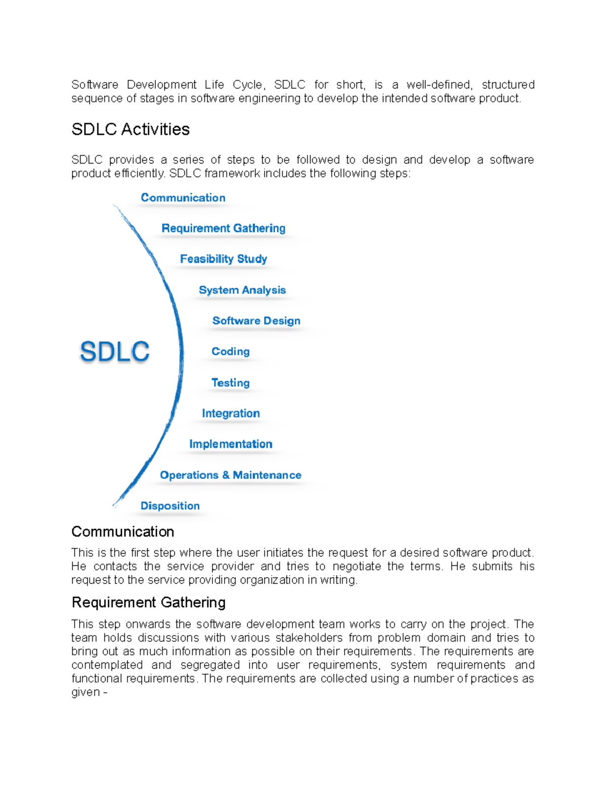 3 sw - Software Development Life Cycle, SDLC for short, is a well ...