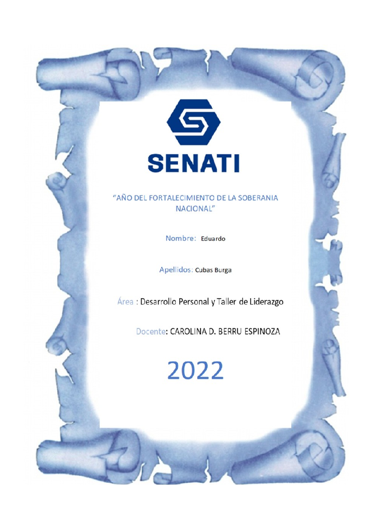 Entregable - 1 senati Eduardo Cubas - ACTIVIDAD ENTREGABLE Nro. 1 Para el siguiente trabajo ...