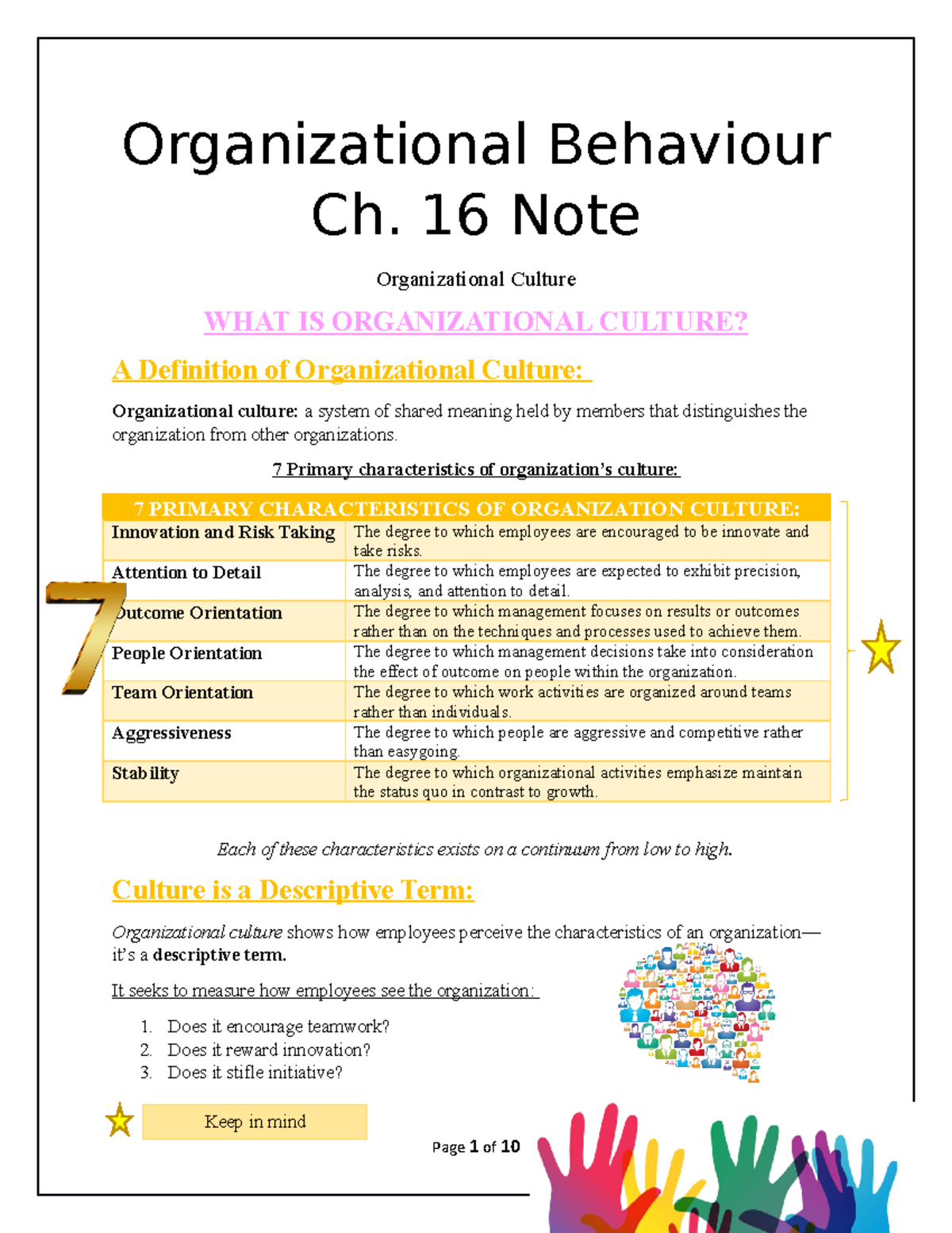 Organizational Behaviour Ch 16 Note - Organizational Behaviour Ch. 16 ...