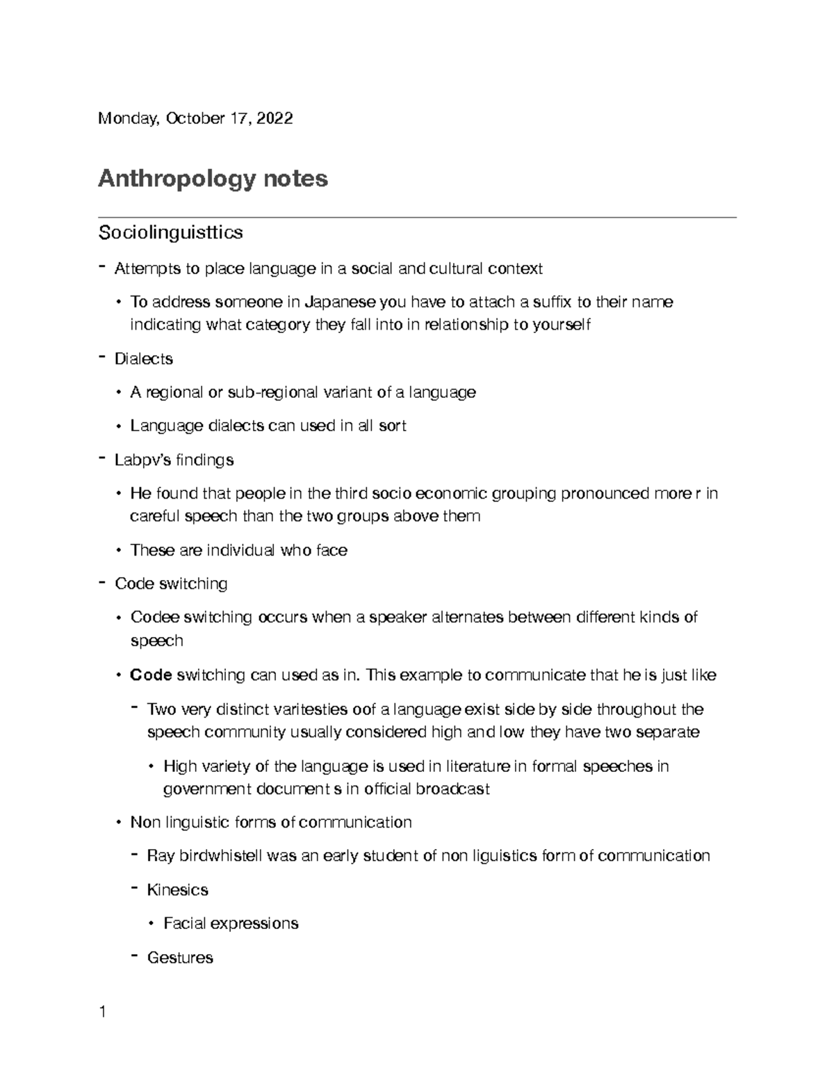 Anthropology notes oct 17,2022 - Monday, October 17, 2022 Anthropology ...
