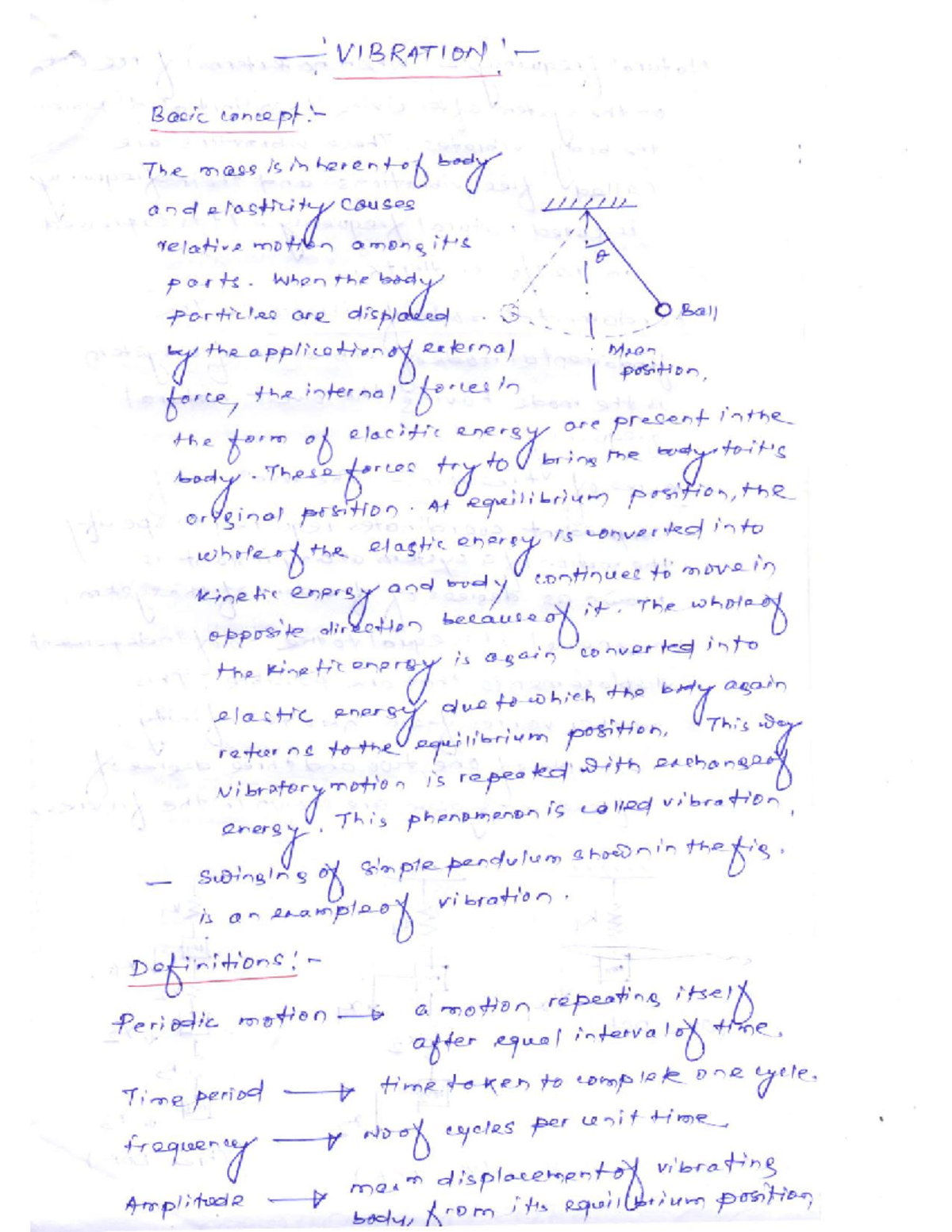 Handwritten notes vibration - Mechanical Engineering - Studocu