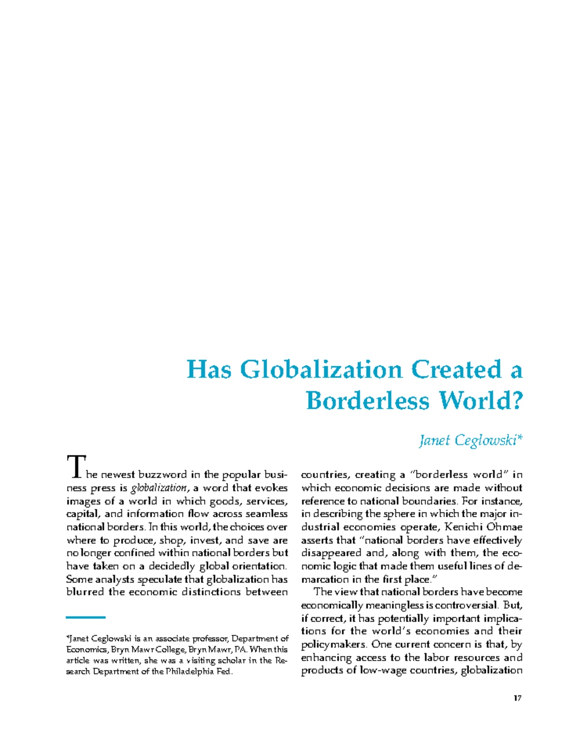 10.1.1 - Has Globalization Created a Borderless World? The newest ...