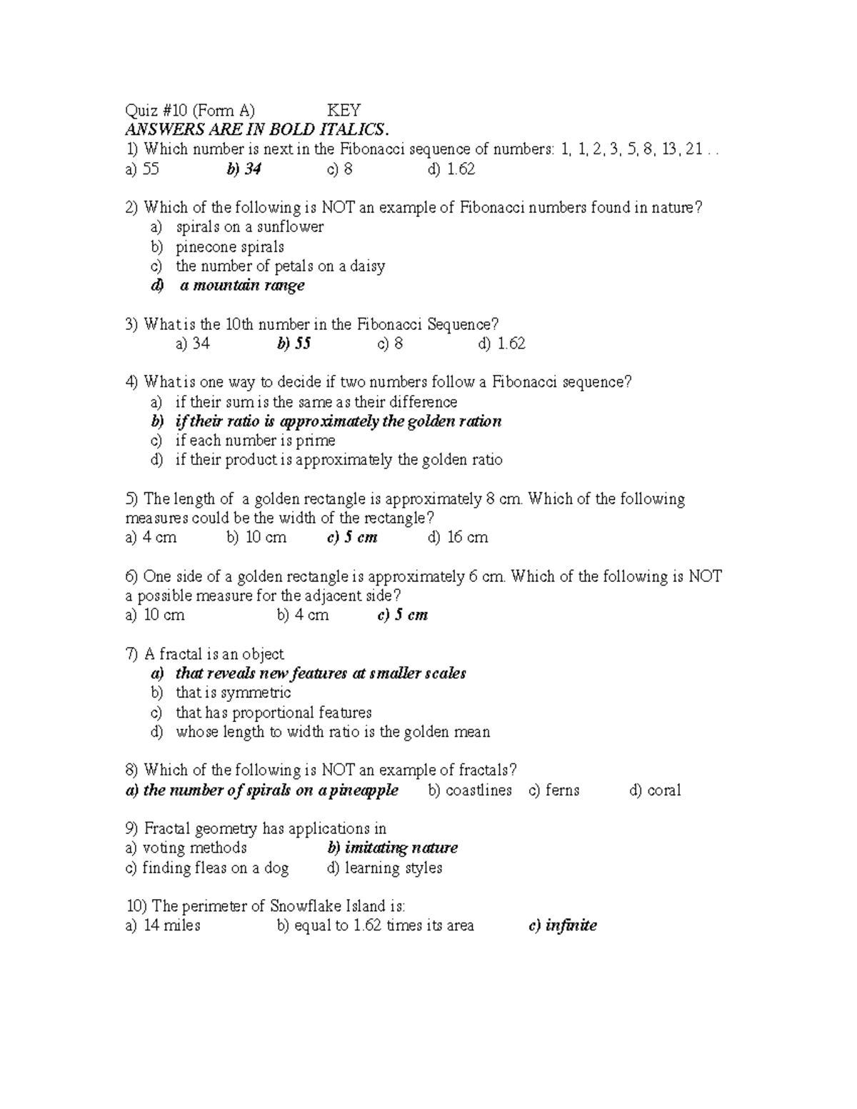 Q10a(10D,10E)key - Mathematics in the modern world notes, quizzes ...