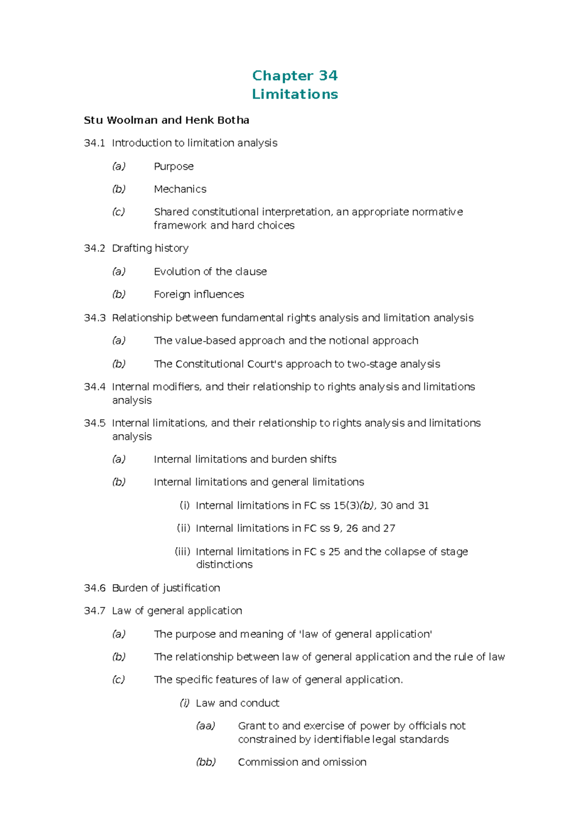 Chap34 - Constitutional Law - Chapter 34 Limitations Stu Woolman and ...