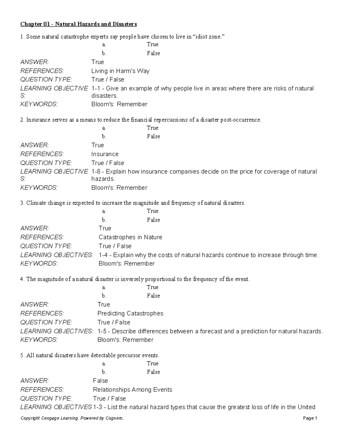 Test Bank and Solutions For Natural Hazards and Disasters, 6th Edition ...