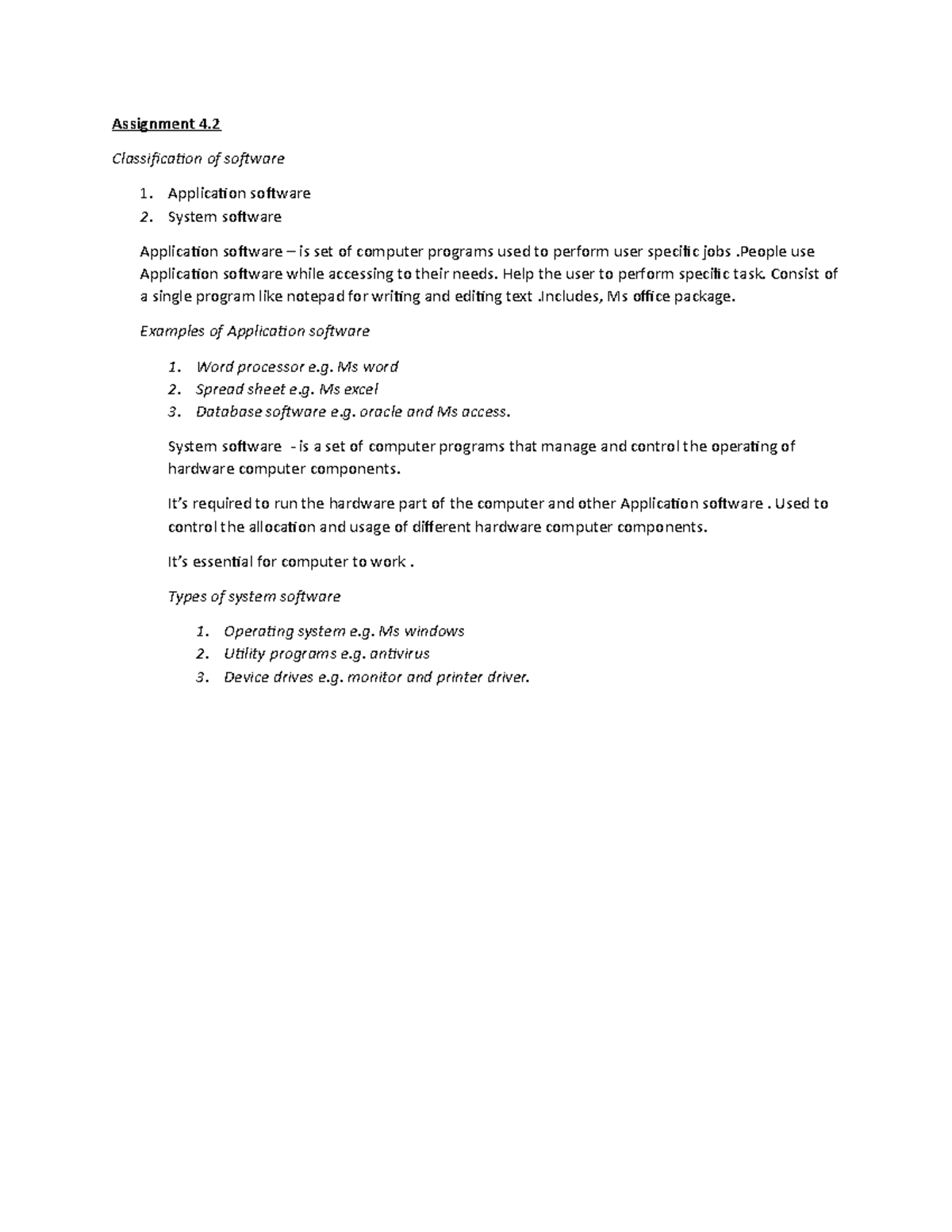 Document on computer software and some applications - Assignment 4 ...