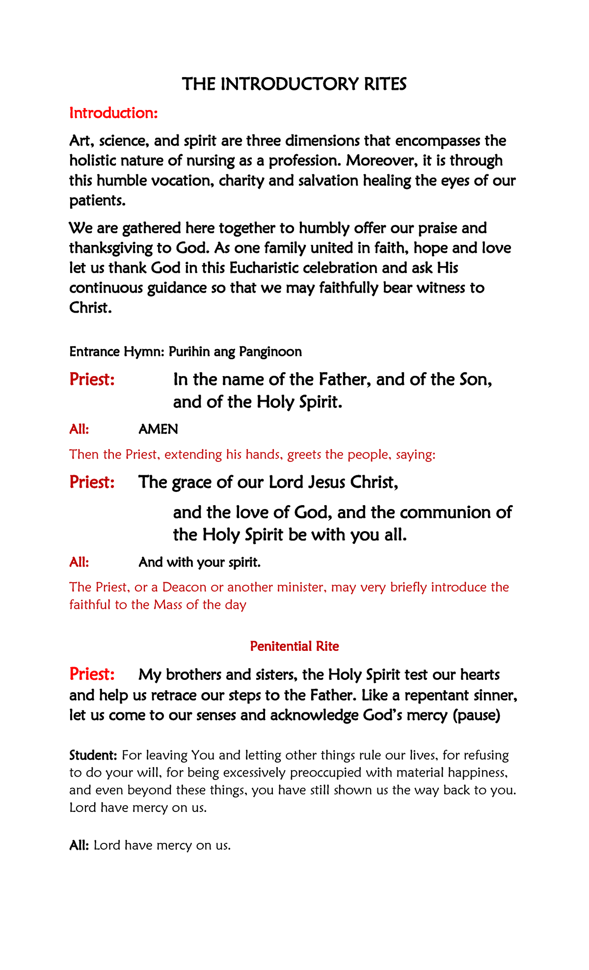 Rite of the Mass 1 - It is A Rite that can be help for everyone. - THE ...